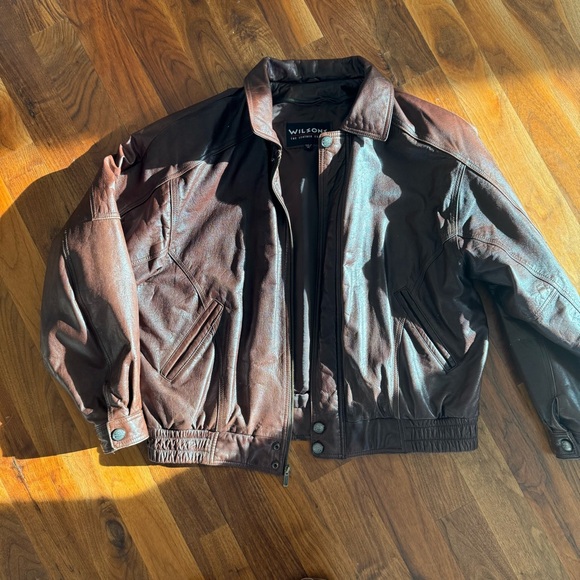 Wilson | Jackets & Coats | Wilson Dark Brown Leather Bomber Jacket ...